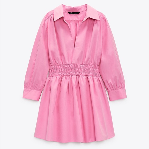 Zara | Dresses | Zara Pink Shirt Poplin Dress | Poshmark